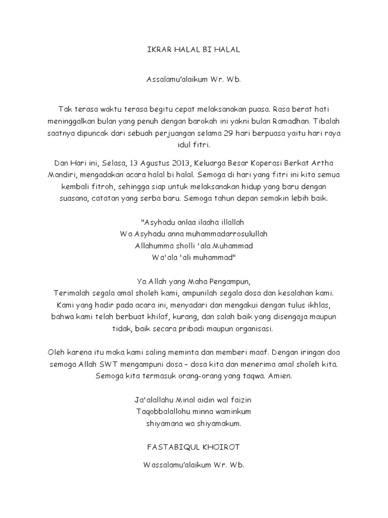 Ikrar Halal Bi Halal | PDF