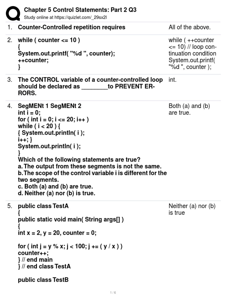 Chapter 5 Control Statements Part 2 Q3 | PDF