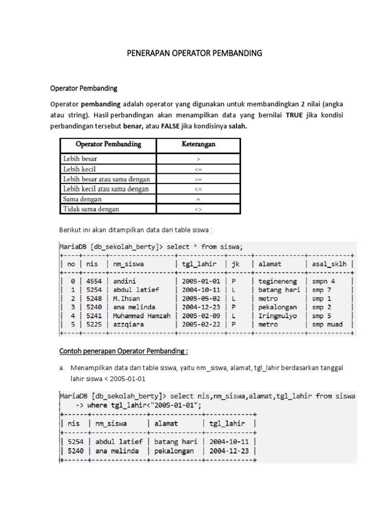 Operator Pembanding & Logika | PDF