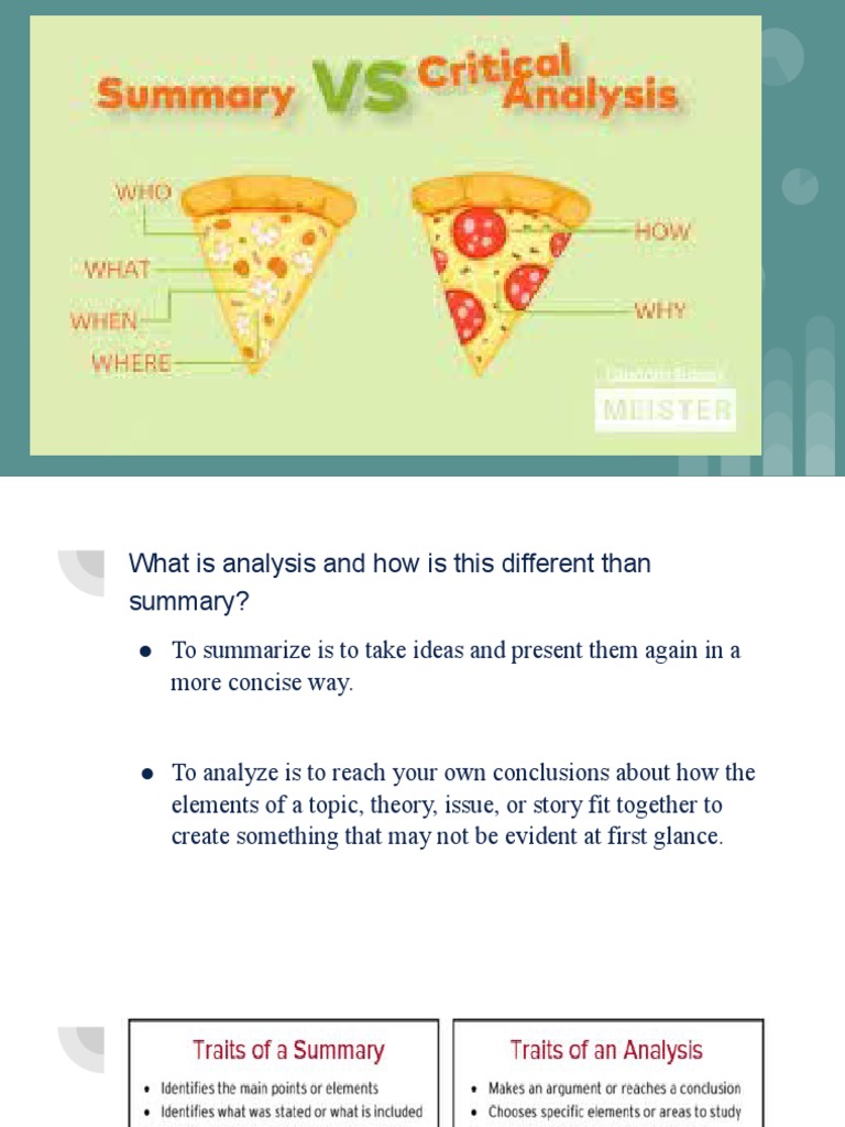 Summary Vs Analysis | PDF