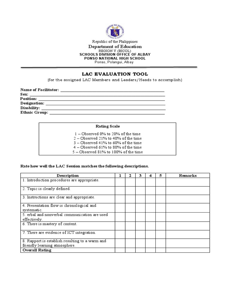 Slac Evaluation Tool | PDF