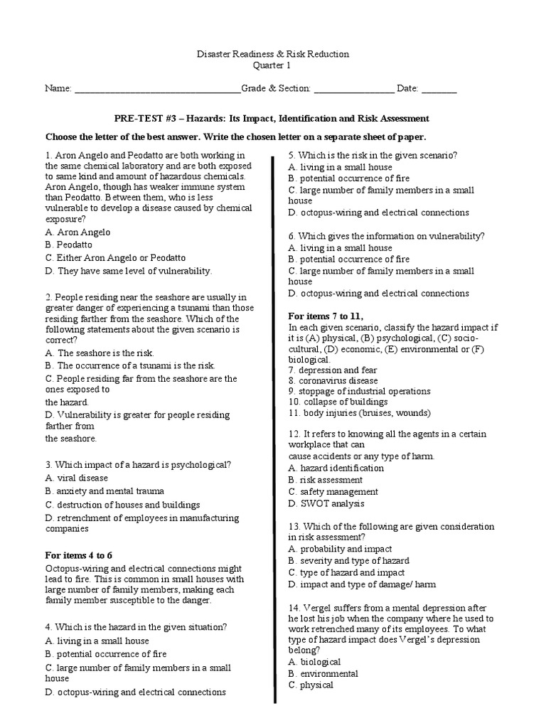 Module 10 DRRR - Activities | PDF | Hazards | Risk