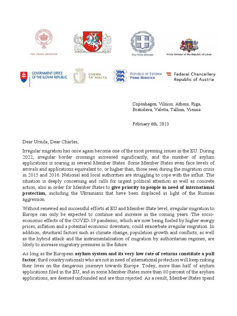 8 States Letter | PDF | People Smuggling | European Union