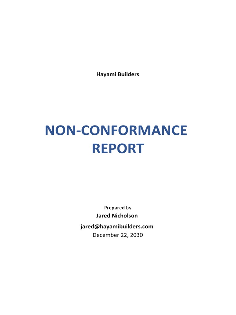 Free Blank Non Conformance Report Template | PDF