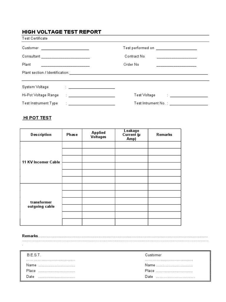 Assessing High Voltage Equipment Through Hi-Pot Testing: A Report on ...