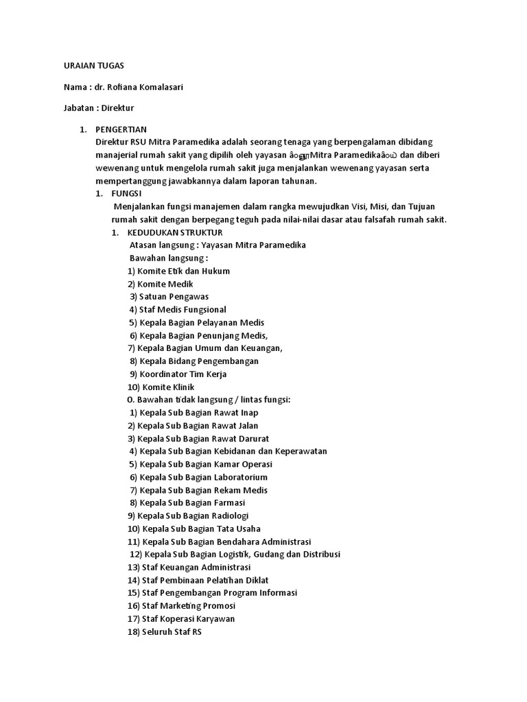 Uraian Tugas | PDF | Bisnis