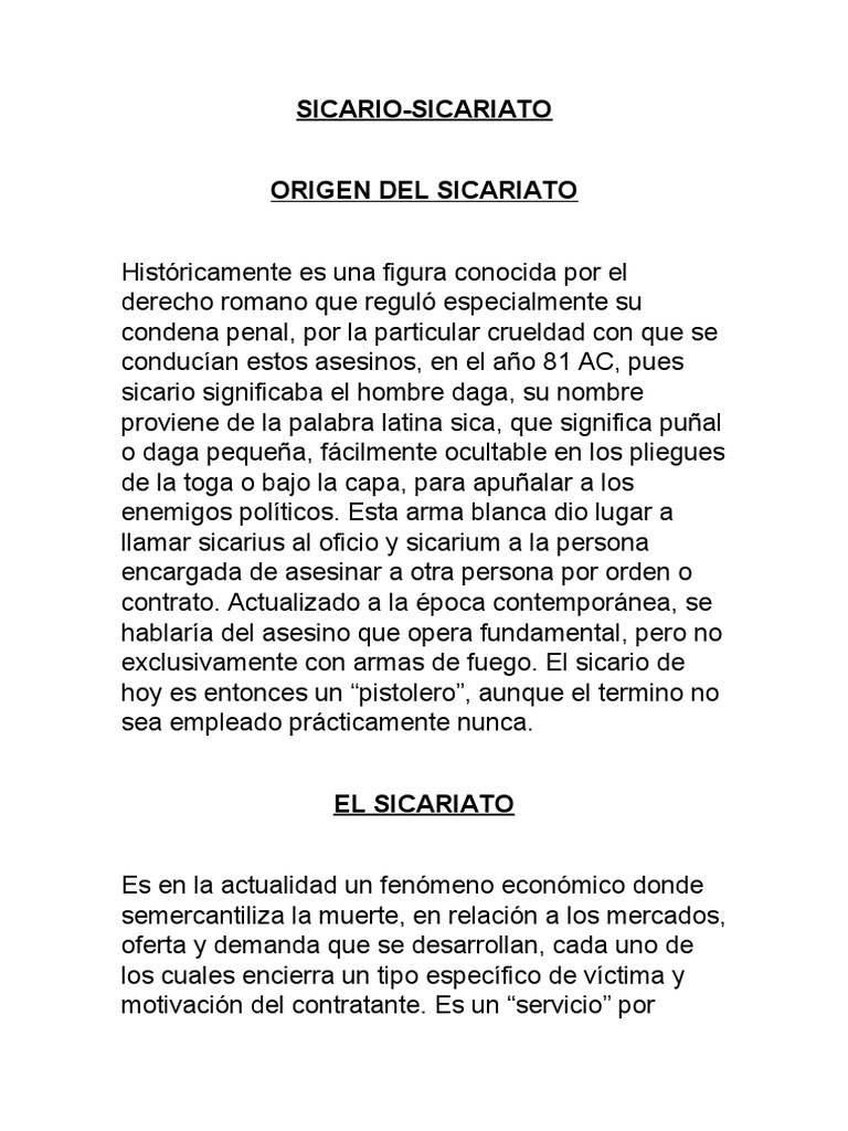 SICARIO | PDF | Asesinato | Homicidio