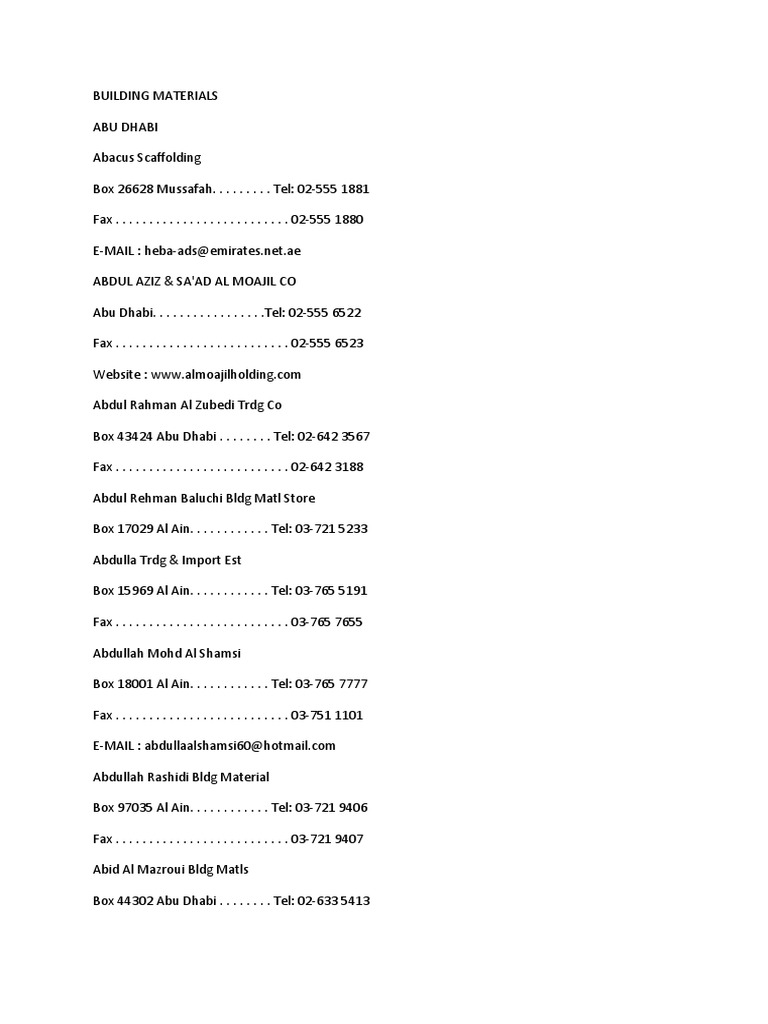 Building Materials | PDF | United Arab Emirates | Secondary Sector Of ...