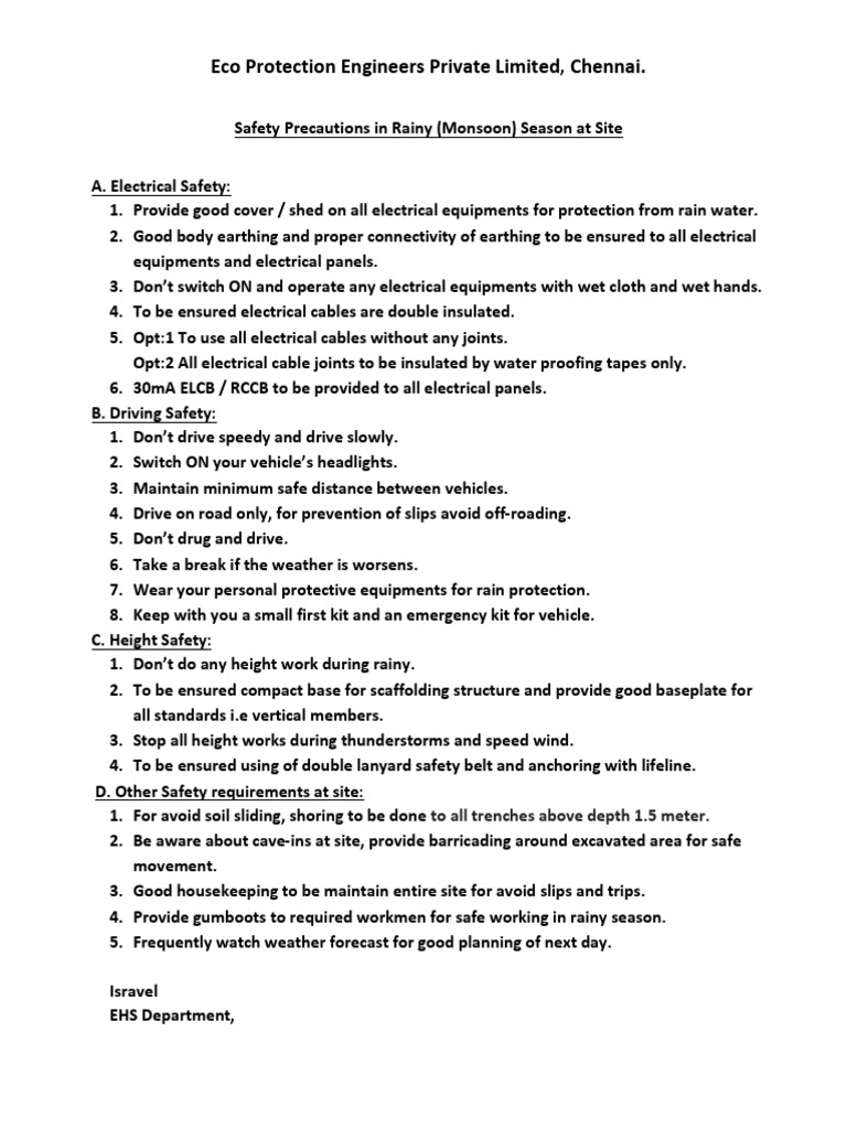 Safety Precautions in Rainy Season1 | PDF