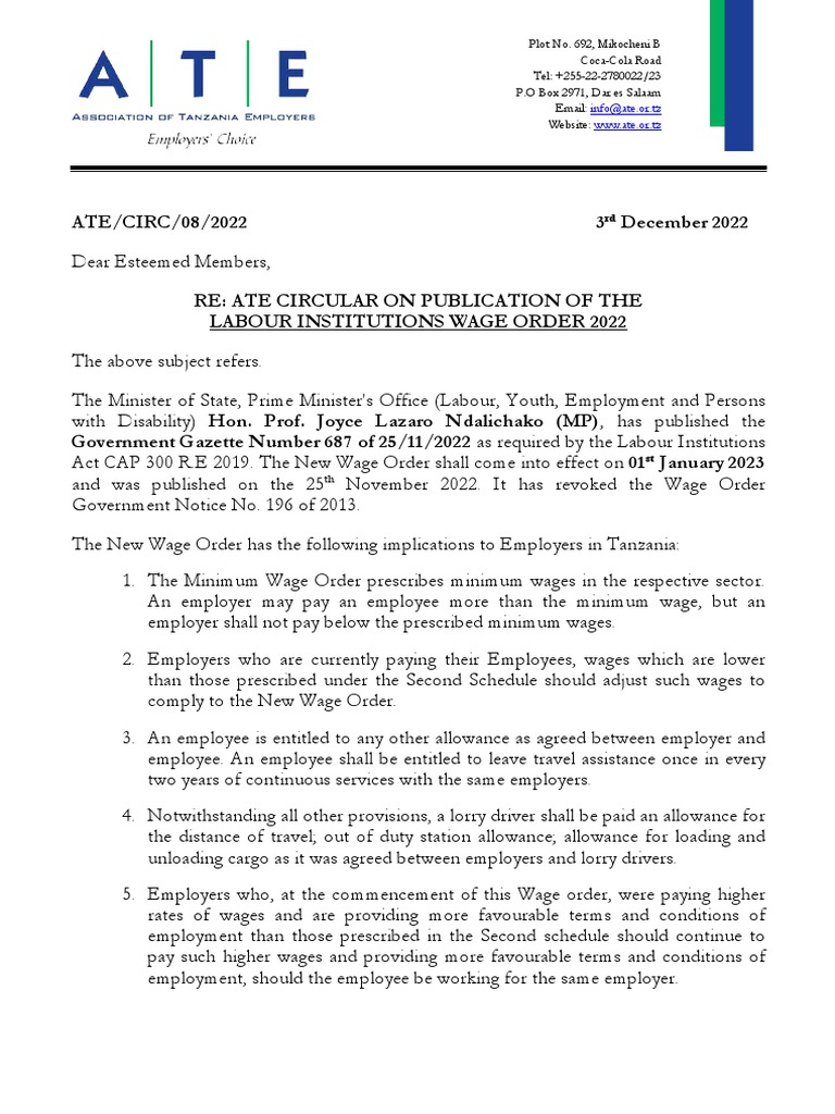 ATE CIRCULAR ON MINIMUM WAGE 2022 1 Compressed | PDF