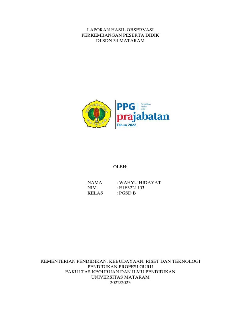 Laporan Observasi Perkembangan Peserta Didik - Compressed | PDF | Karier & Perkembangan ...