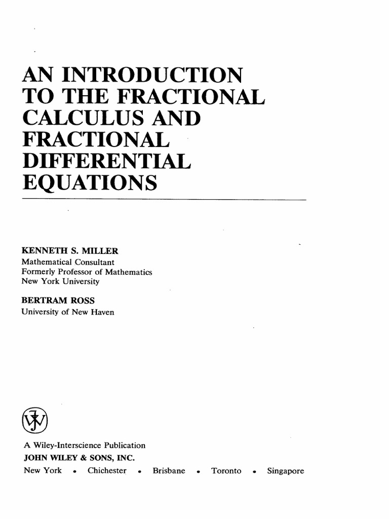 An Introduction To The Fractional Calculus And Fractional Differential