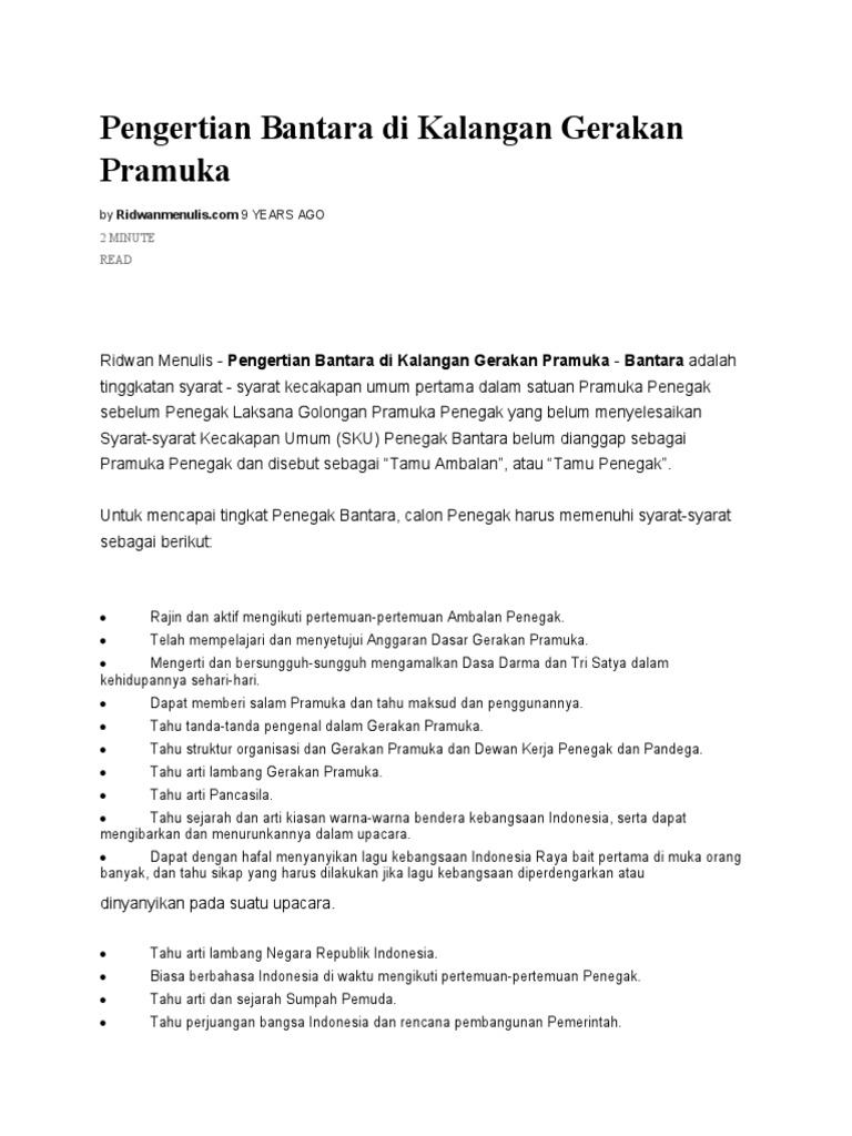 Pengertian Bantara Di Kalangan Gerakan Pramuka 2 | PDF | Kajian Bahasa ...