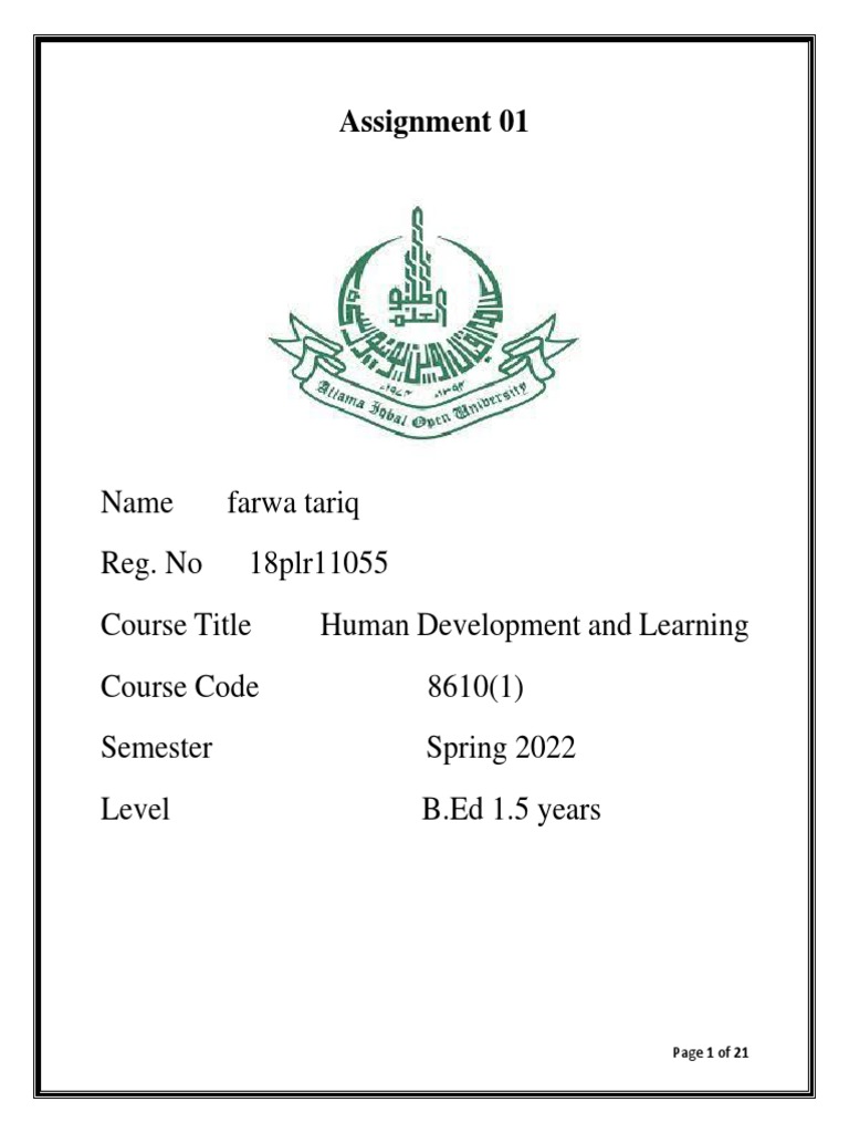 8610 Solve Assignment 1 | PDF | Intelligence | Intelligence Quotient