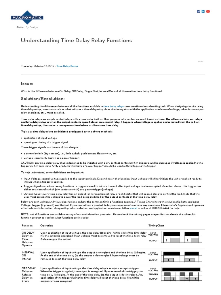 Understanding Time Delay Relay Functions - Macromatic | PDF | Relay | Switch