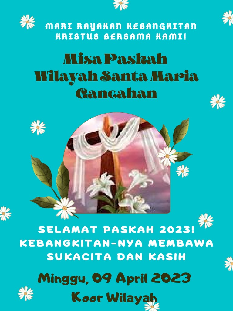 Poster Paskah Berbasis Iman Biru Dan Putih Klasik Dan Buatan Tangan ...