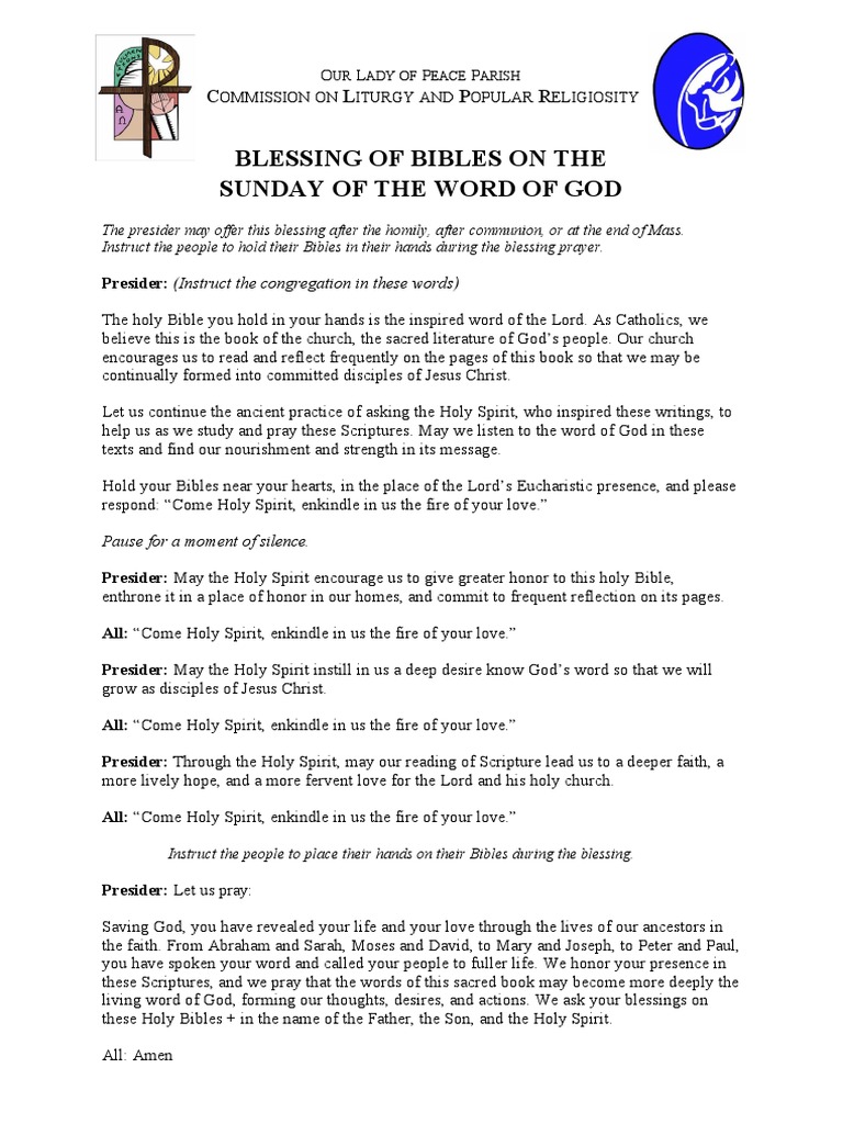 Blessing of Bibles at Mass | PDF