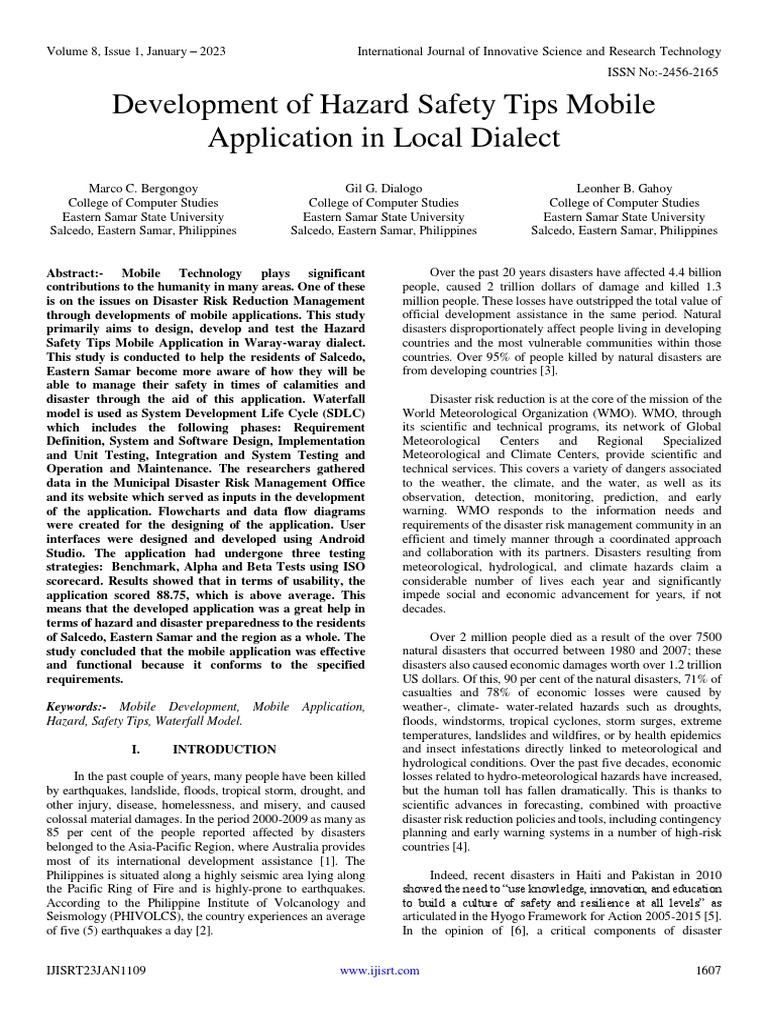 Development of Hazard Safety Tips Mobile Application in Local Dialect | Download Free PDF ...