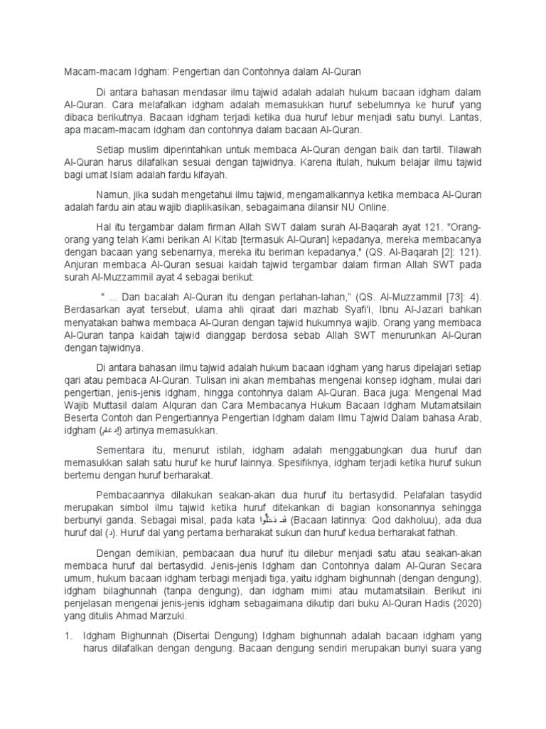 Macam-Macam Idgham | PDF