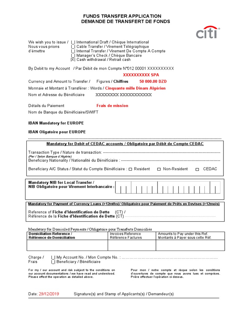 FT FORM Citi Bank | PDF