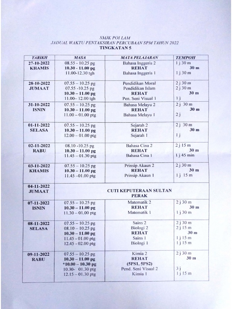 Trial Timetable | PDF