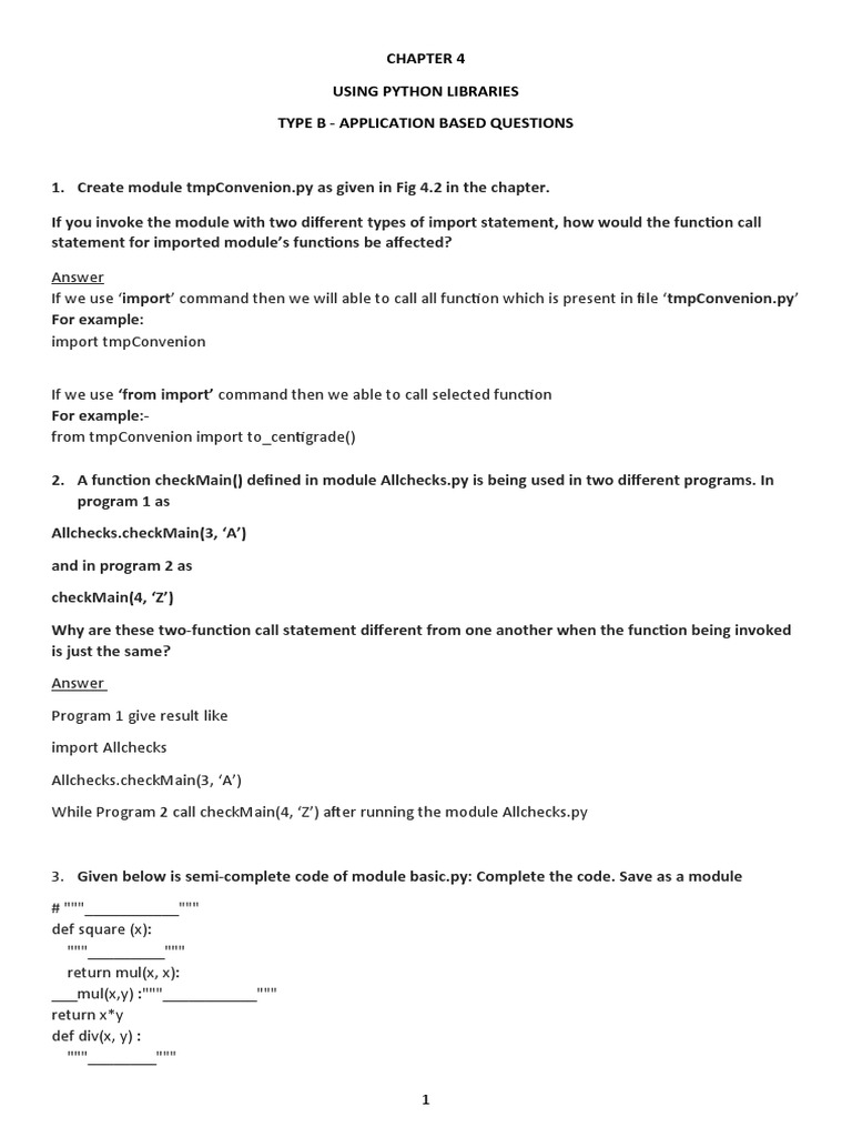 Chapter 4 - Type B - Application Based Questions | PDF | Computers ...