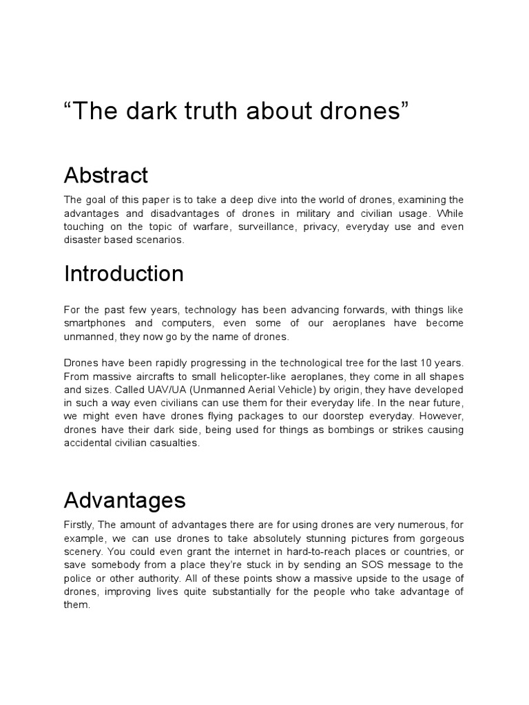 Argumentative Essay - Drones | PDF | Unmanned Aerial Vehicle | National ...
