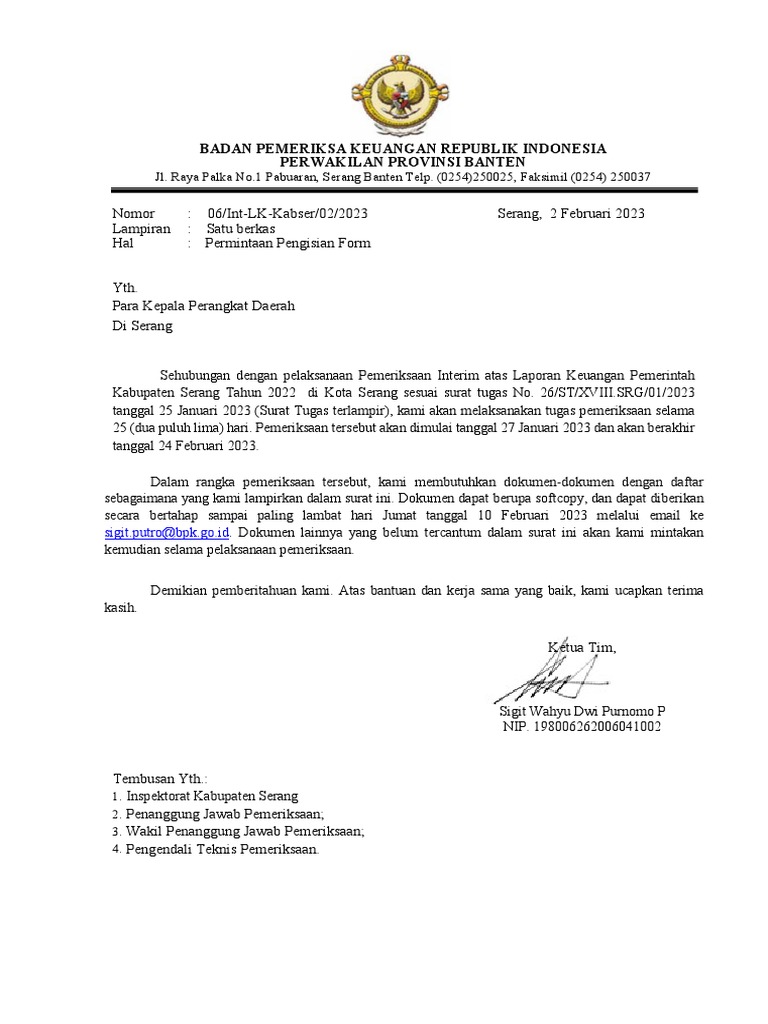 06 Surat Permintaan Pengisian Form | PDF 06 Surat Permintaan Pengisian Form | PDF