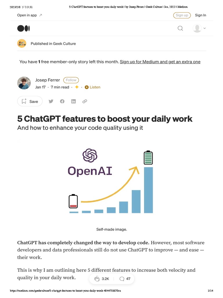 5 ChatGPT Features To Boost Your Daily Work - by Josep Ferrer - Geek ...