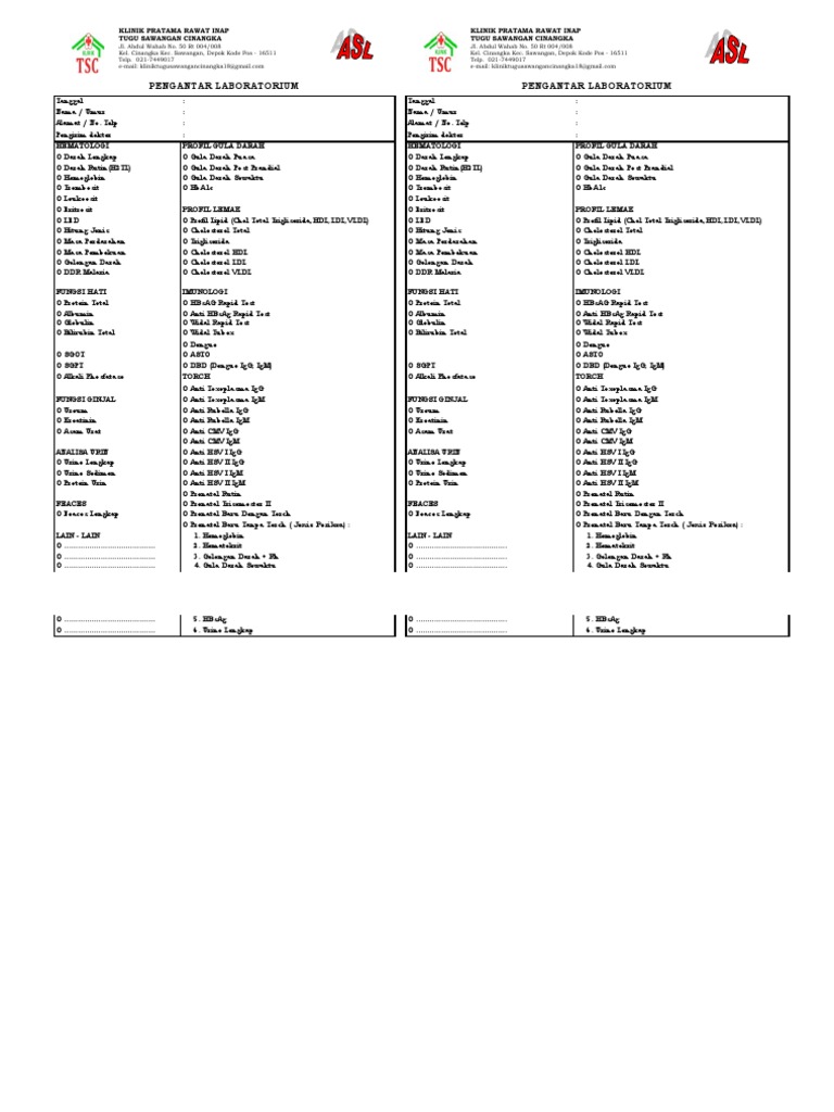 Format Lab TSC New | PDF | Kesehatan Holistik