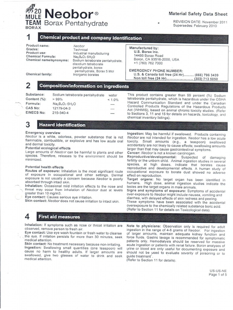 Borax Msds | PDF