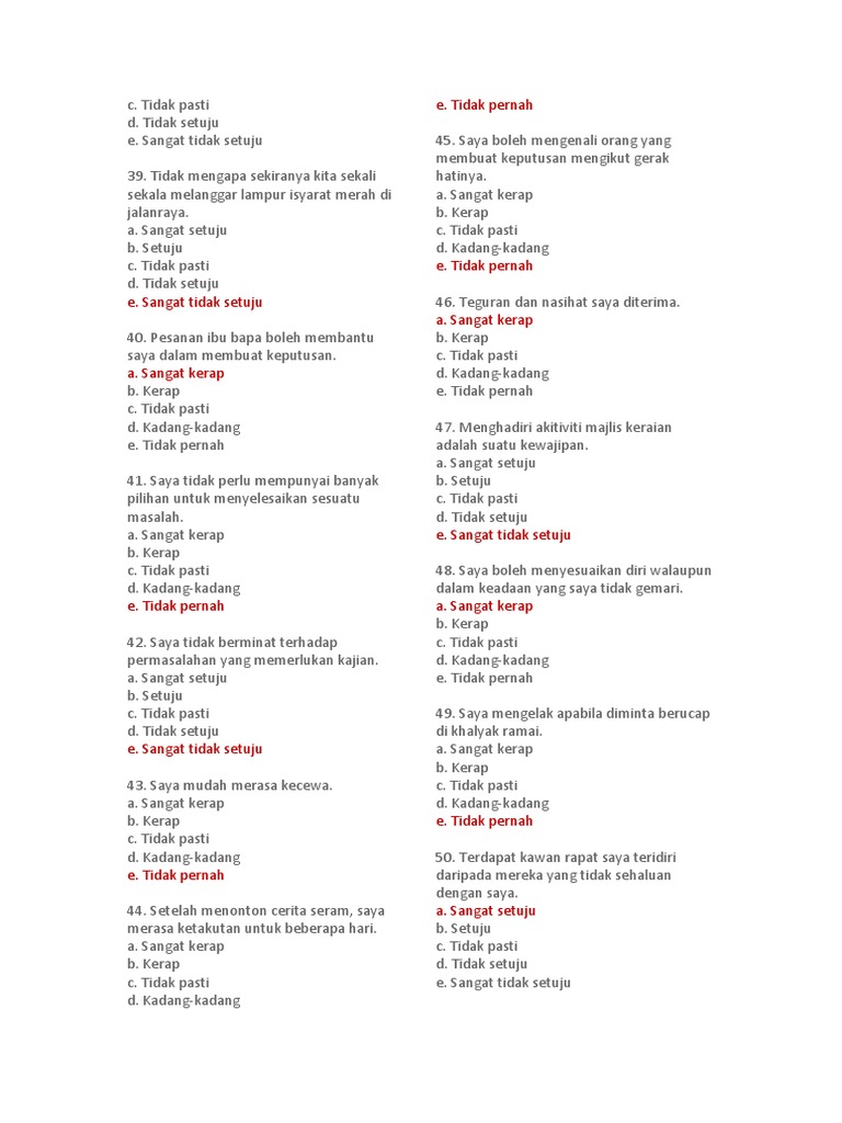 Soalan Psikometrik Spa 2 | PDF