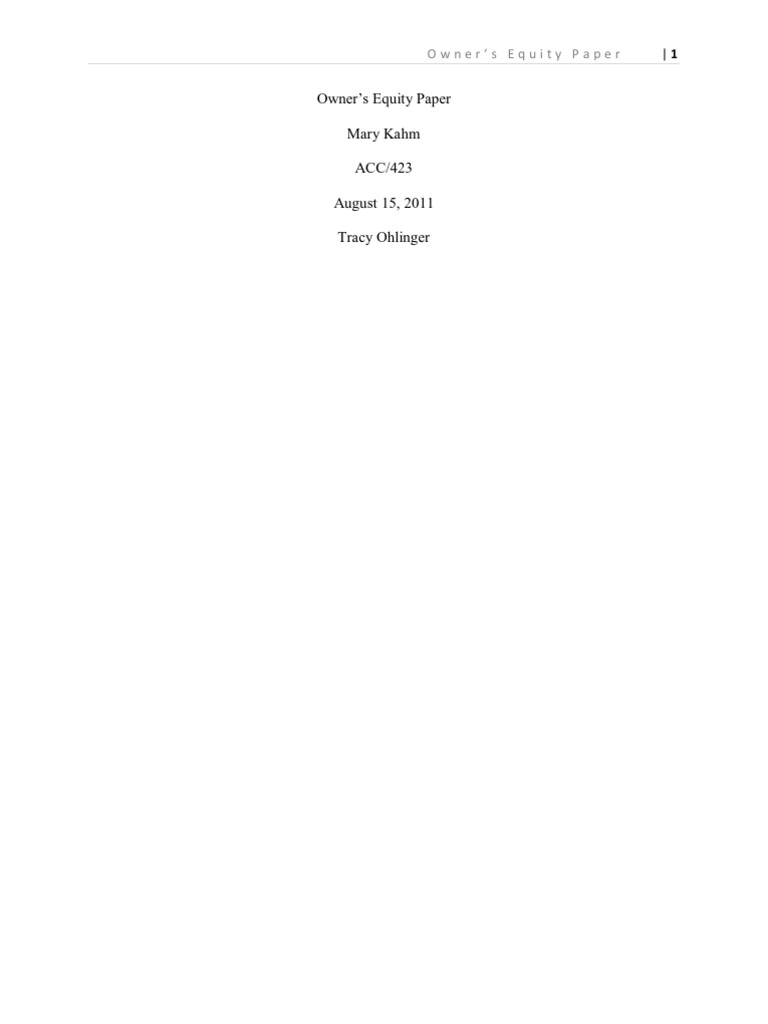 Owner's Equity Paper | PDF