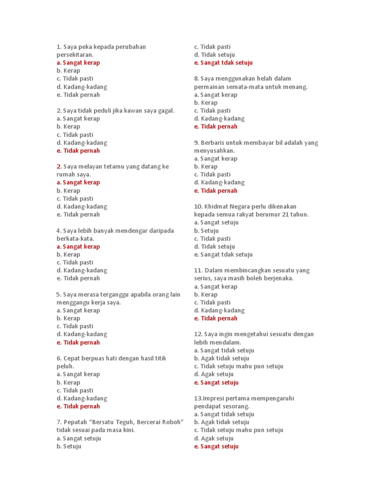 Soalan Psikometrik Spa 1 | PDF