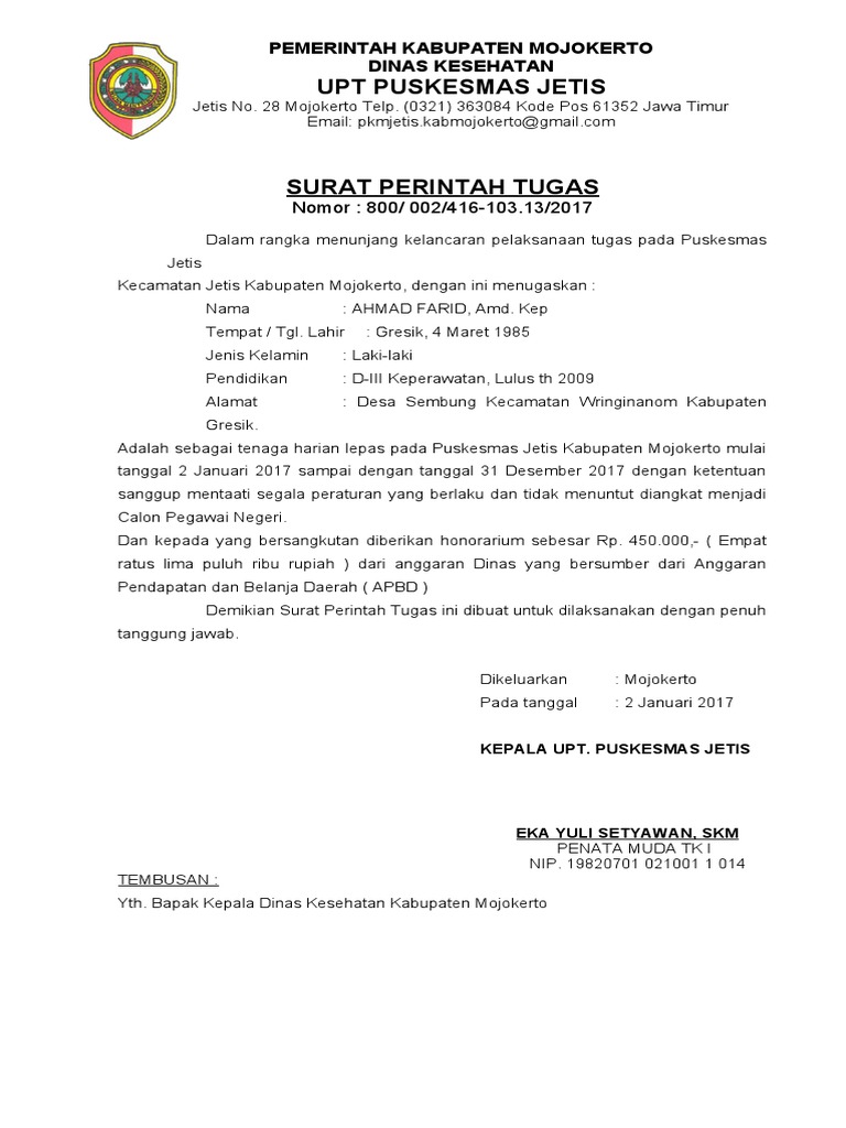 Surat Perintah Tugas | PDF
