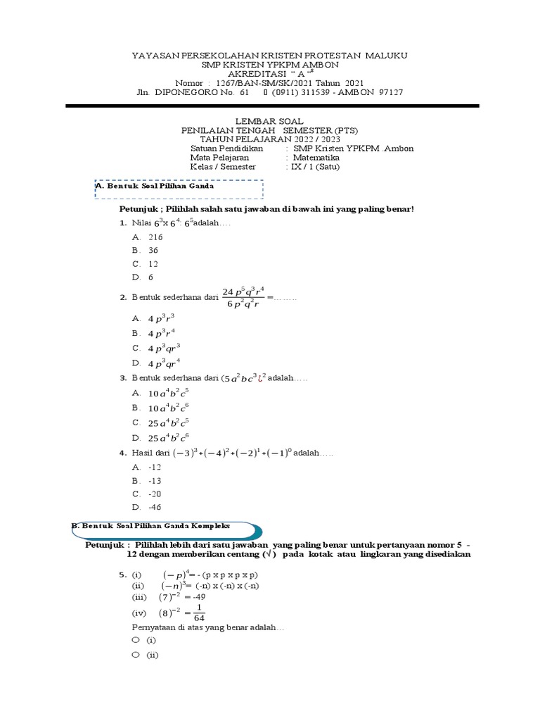 Soal Tts PKN Kls 8 Ganjil | PDF