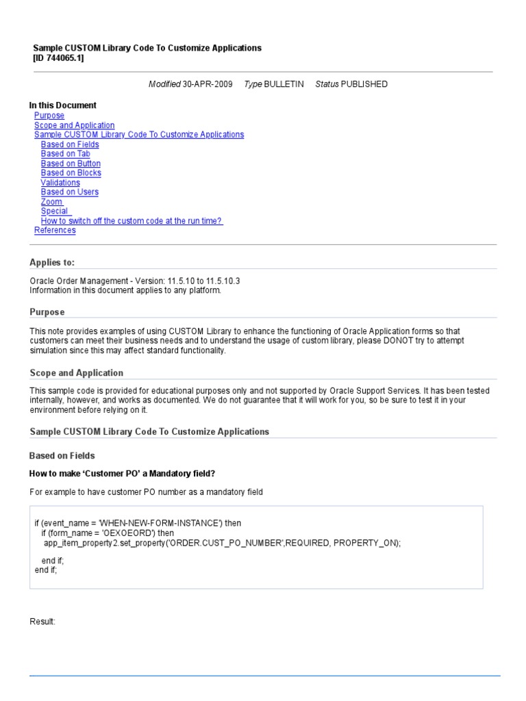 Sample CUSTOM Library Code To Customize Applications | PDF | Application Software | Library ...