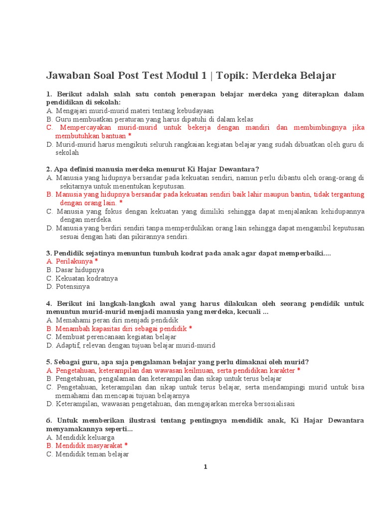 Jawaban Soal Post Test PMM | PDF | Karier & Perkembangan