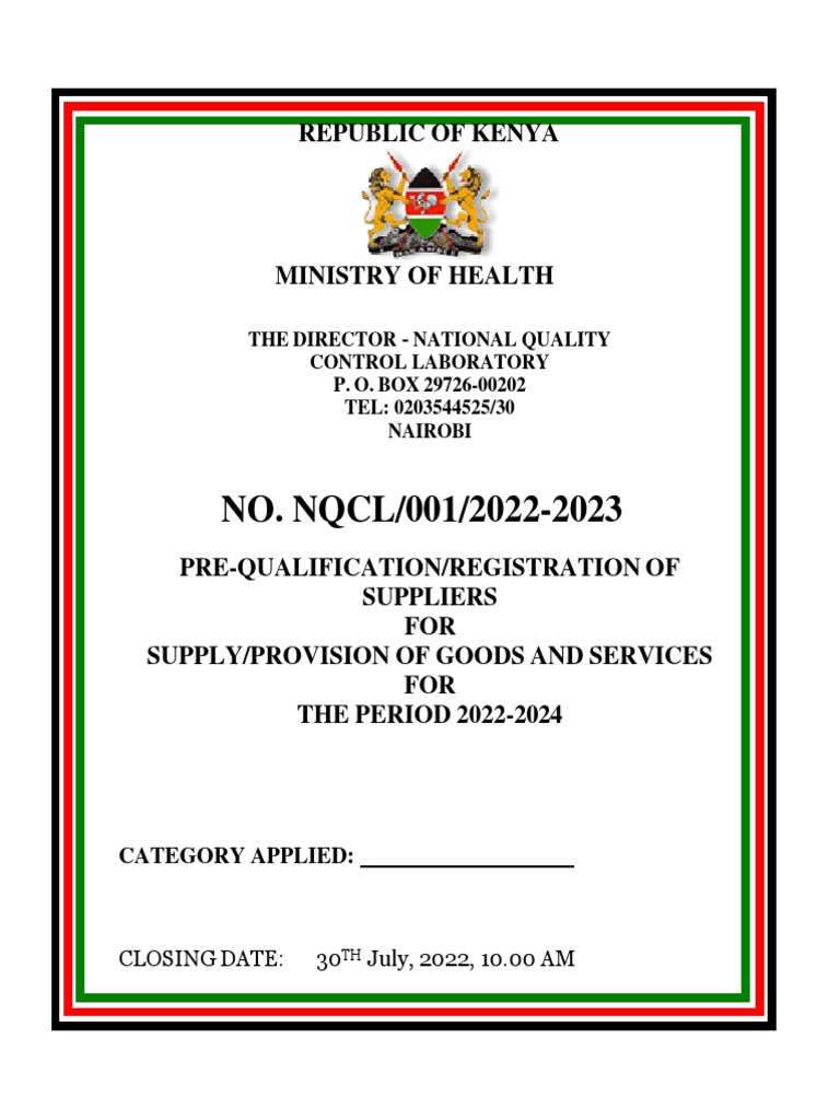 National Quality Control Laboratory Prequalification of Suppliers 2022 2024 | PDF | Economies ...