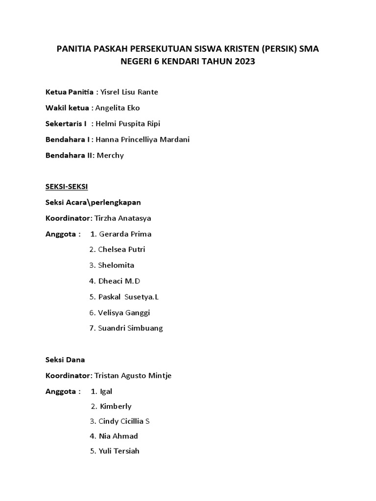 Panitia Paskah Persekutuan Siswa Kristen Sman 6 | PDF | Kesehatan Holistik