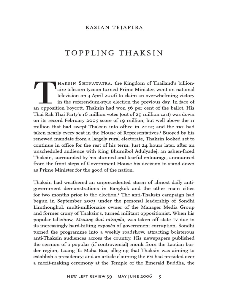 Toppling Thaksin | PDF | Thailand | Government