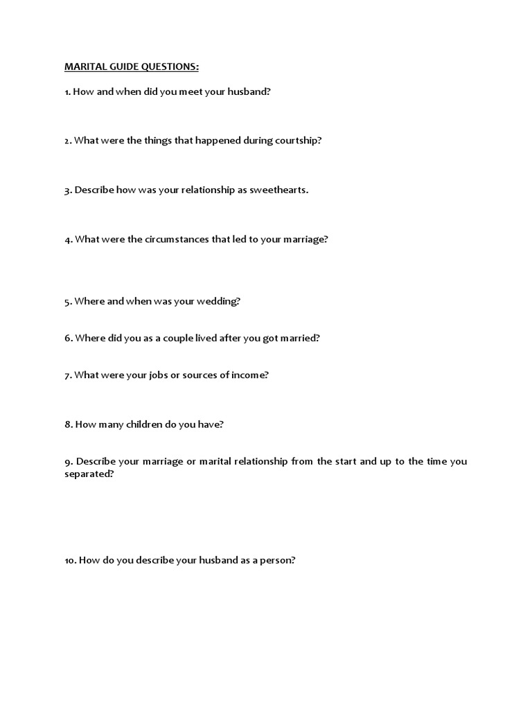 Marital Guide Questions | PDF