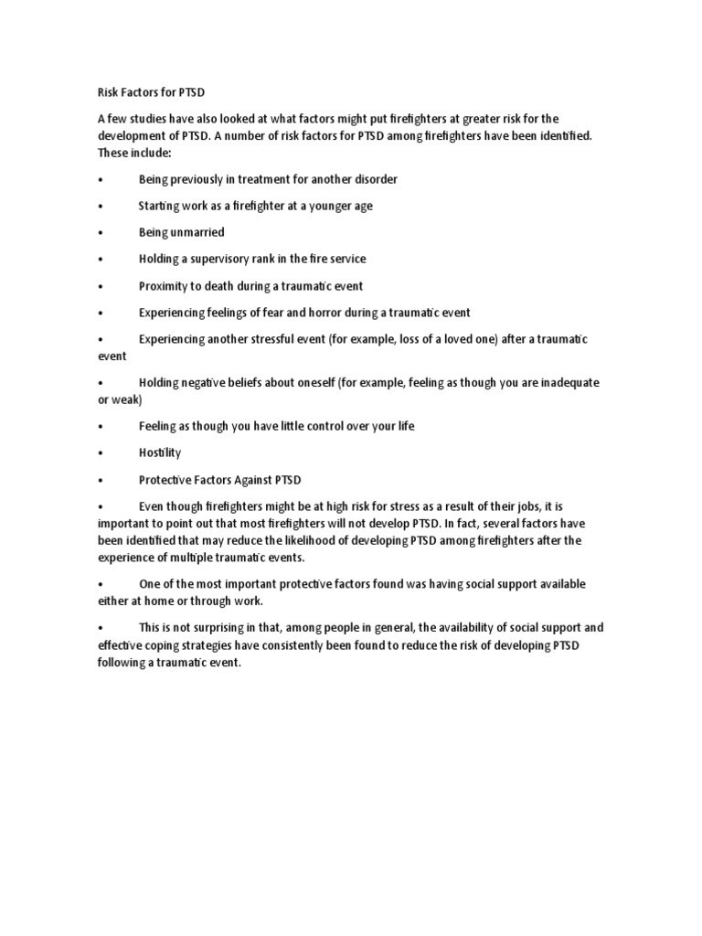 Risk Factors For PTSD | PDF