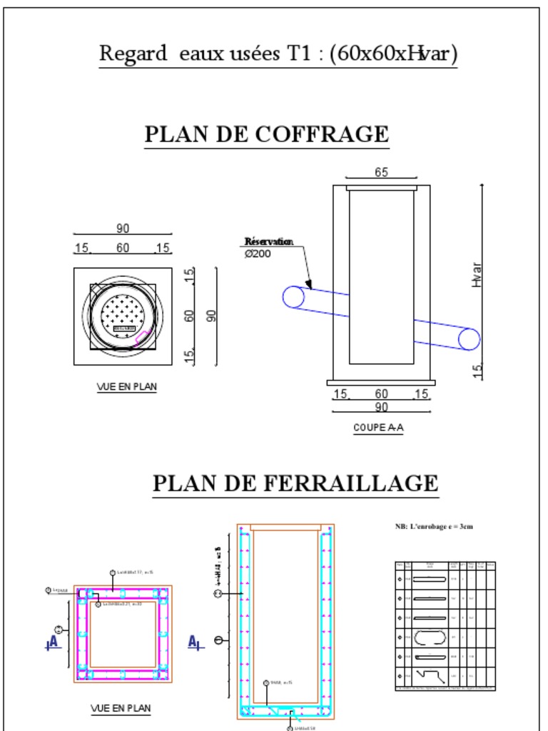 Ass-04-Plan de Coffrage Et de Ferraillage Des Regards-T1 | PDF