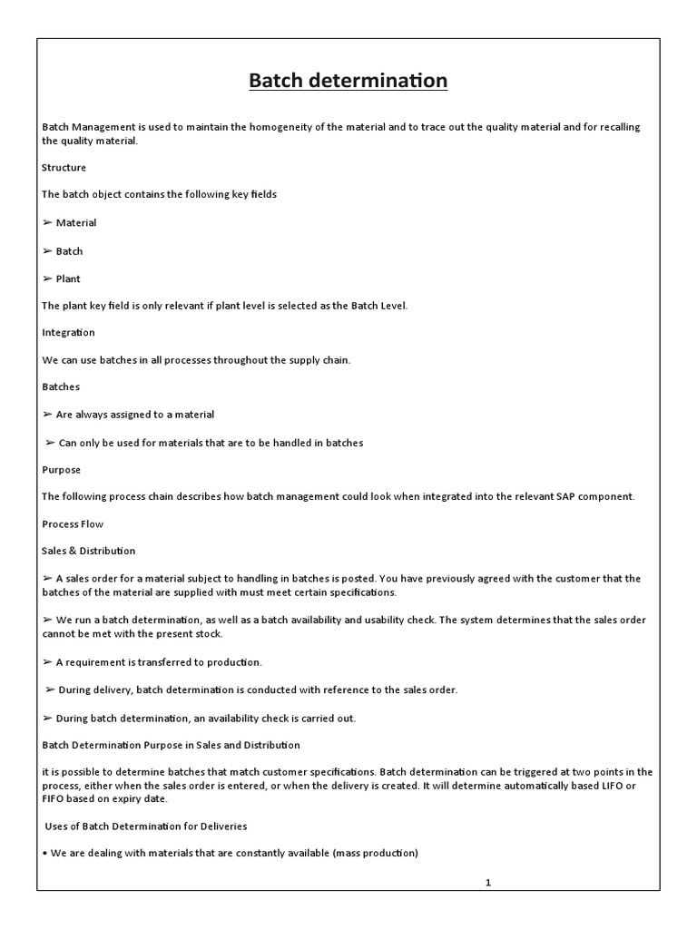 Batch Determination | PDF | Shelf Life | Invoice Batch Determination | PDF | Shelf Life | Invoice