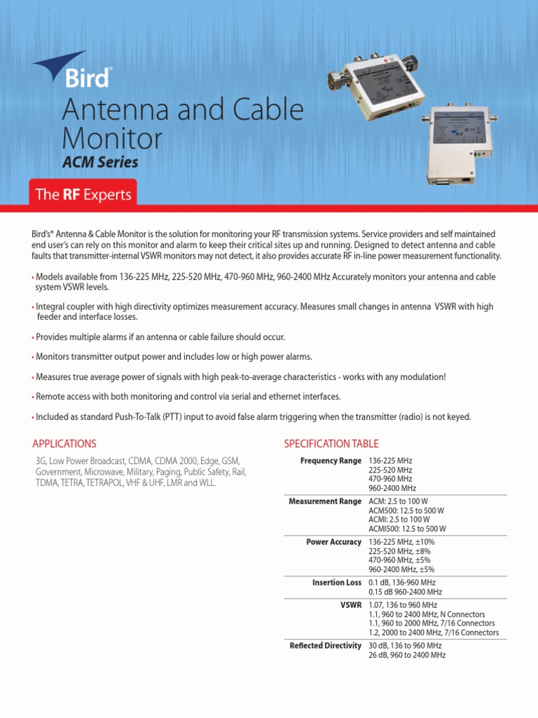 Monitor Antenna Cable ACMI 08172017 | PDF | Antenna (Radio) | Electronics
