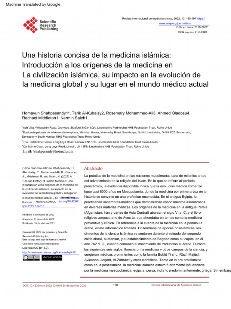 A Concise History of Islamic Medicine-SPA | PDF | Medicina | Zoroastrismo