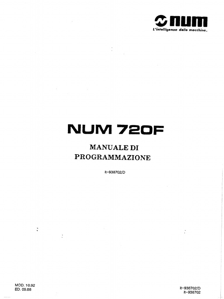 Manuale Programmazione CNC720 F | PDF