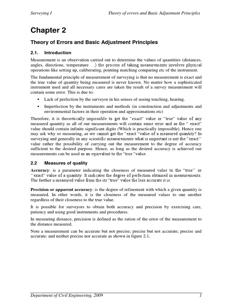 Surveying Theory of Errors Adjustment | PDF | Accuracy And Precision | Significant Figures
