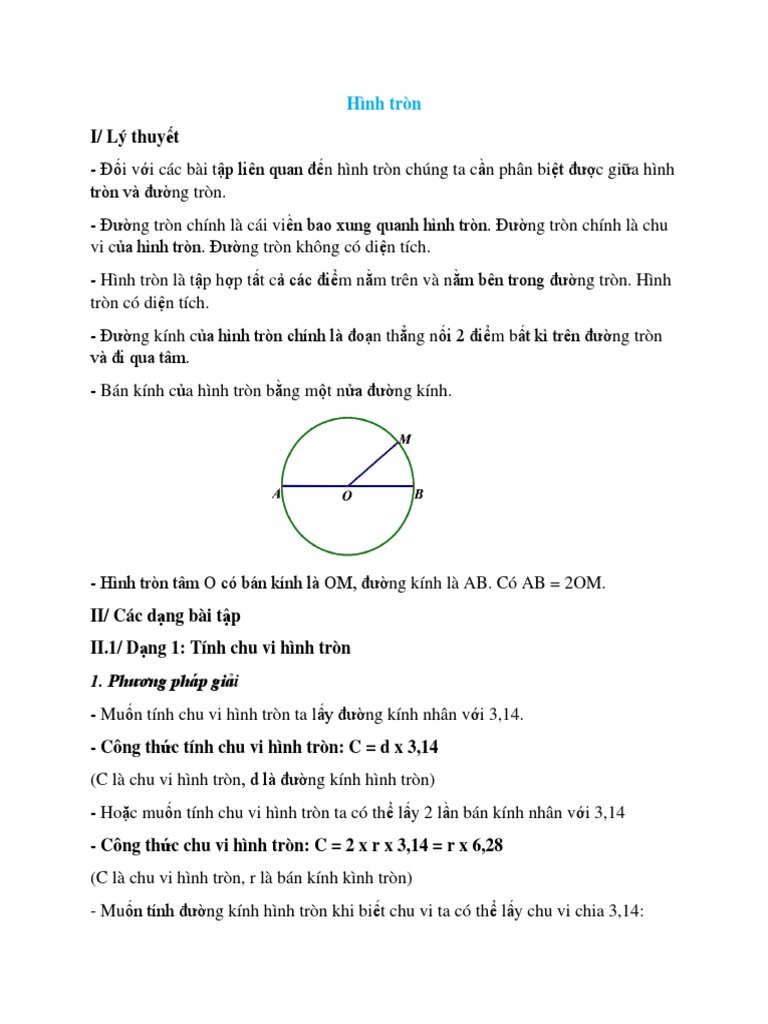 Cac Dang Toan Ve Hinh Tron Lop 5 Va Cach Giai | PDF
